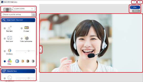 Screen - ELECOM WebCam+ help