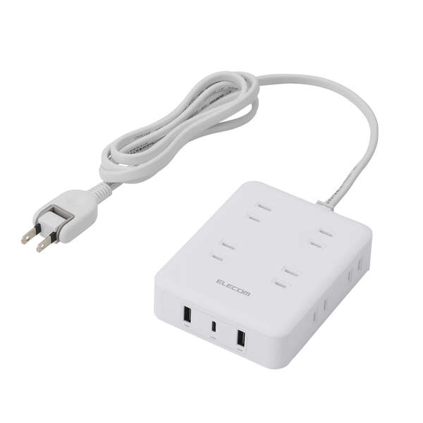 USB付きコードタップ(1.5m/8口/A×2+C×1) - ECT-44-8A2C15WH