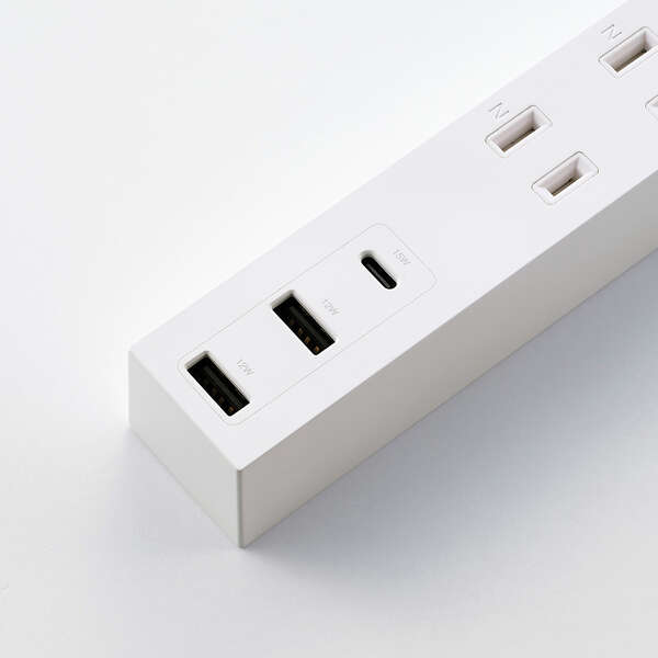 コード付きUSBタップ(3m/A×2+C×1) - ECT-38-3A2C30WH