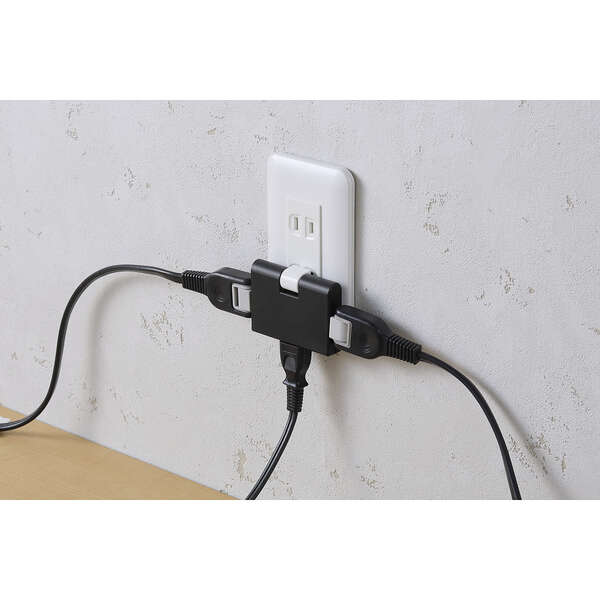 3口平型分配タップ 2個セット - ECT-41-2BK