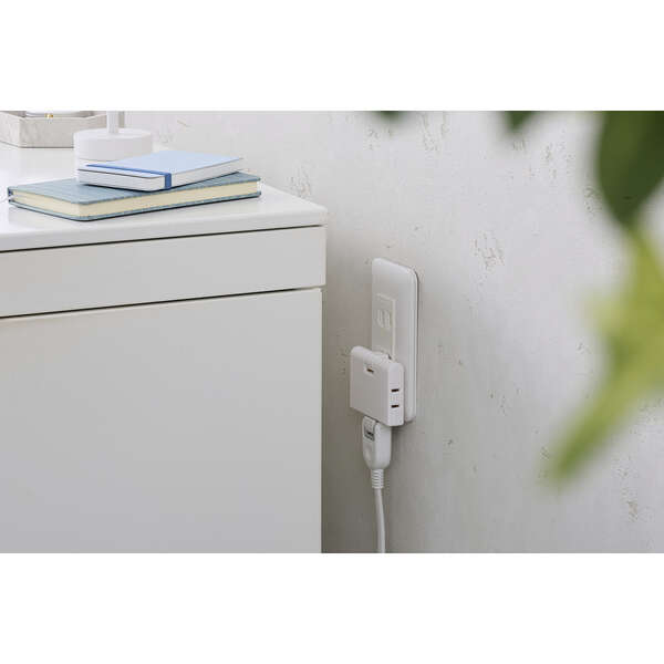 3口平型分配タップ 2個セット - ECT-41-2WH